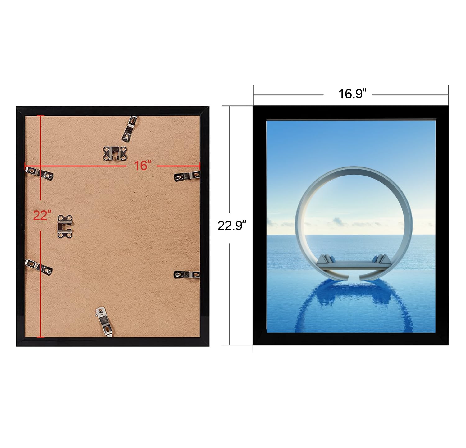 16x22 Black Picture Frame, Wall Mounting Horizontally or Vertically ...