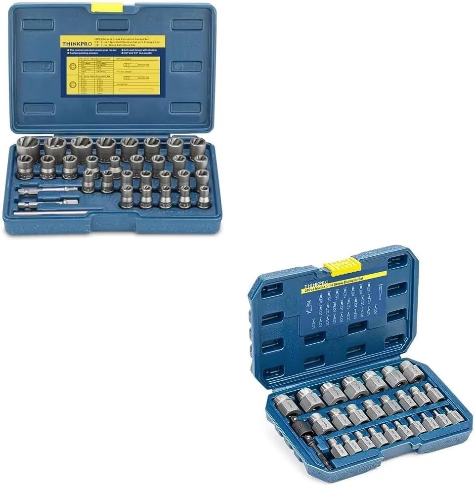 THINKPRO Bolt Extractor Kit, 32PCS Impact Bolt & Nut Remover Set ...