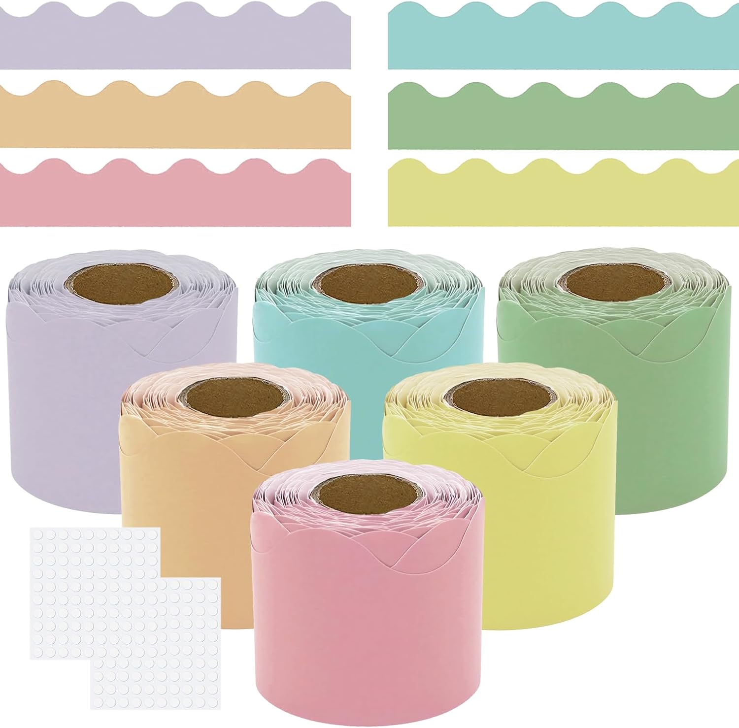 Acidea 196.8 ft Colorful Classroom Borders for Bulletin Board, 6 Rolls ...