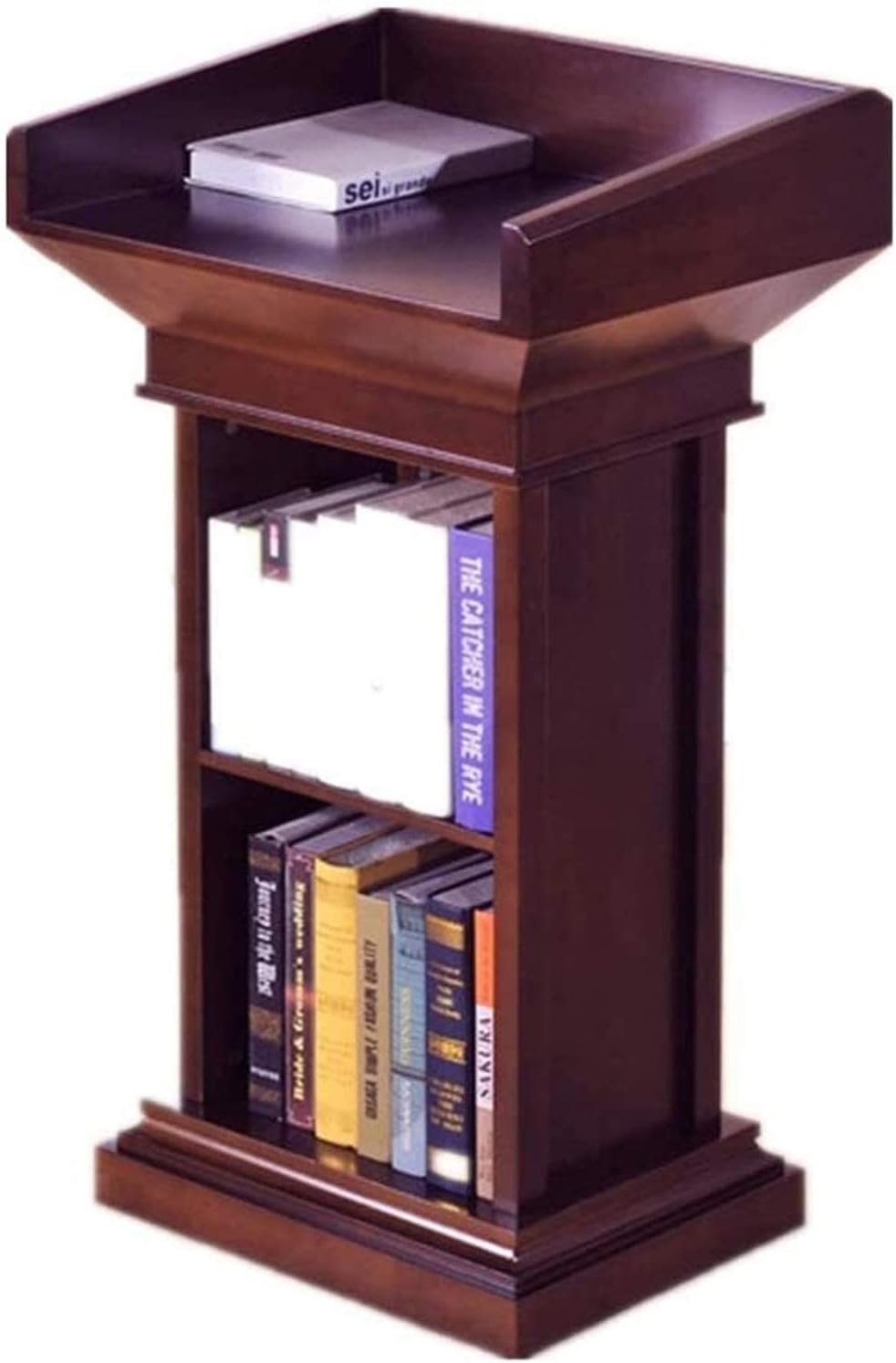 Podium Reception Desk - Wood Standing Desk Floor Lectern Solid Wood ...