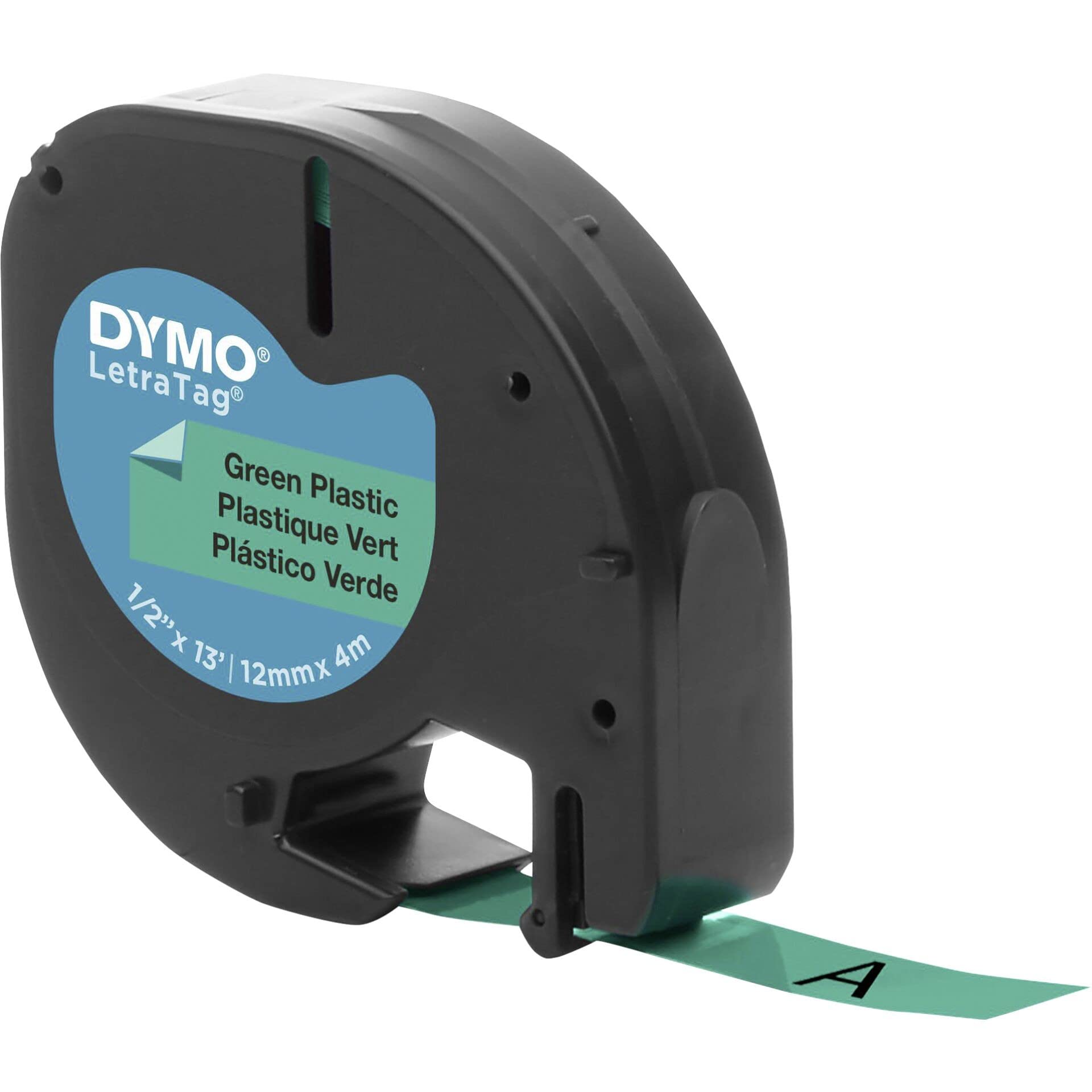 Amazon.com: DYMO Authentic LT Plastic Labels | 12 mm x 4 m Roll | Black ...