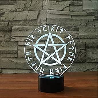 3D LED Illusion Night Light Satanic Star Symbols 16 Colors Changing ...
