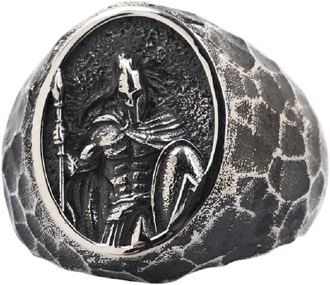 Cuistonelf Spartan Warrior Ring for Men, Punk Spartan Warrior Helmet ...