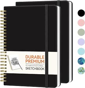 Drawing Pad Forvencer 2 Pack Blank Spiral Notebook, 8