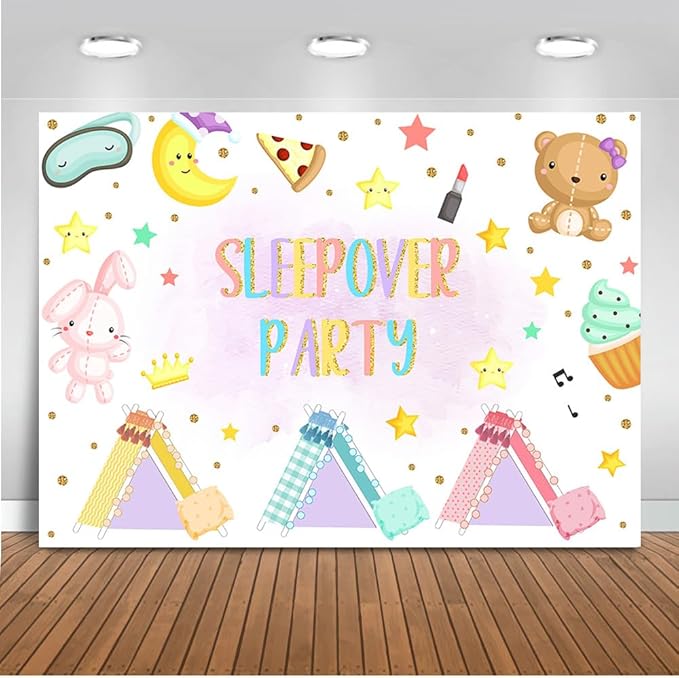 Amazon.com : Mocsicka Sleepover Party Backdrop Girls Slumber Pajama ...
