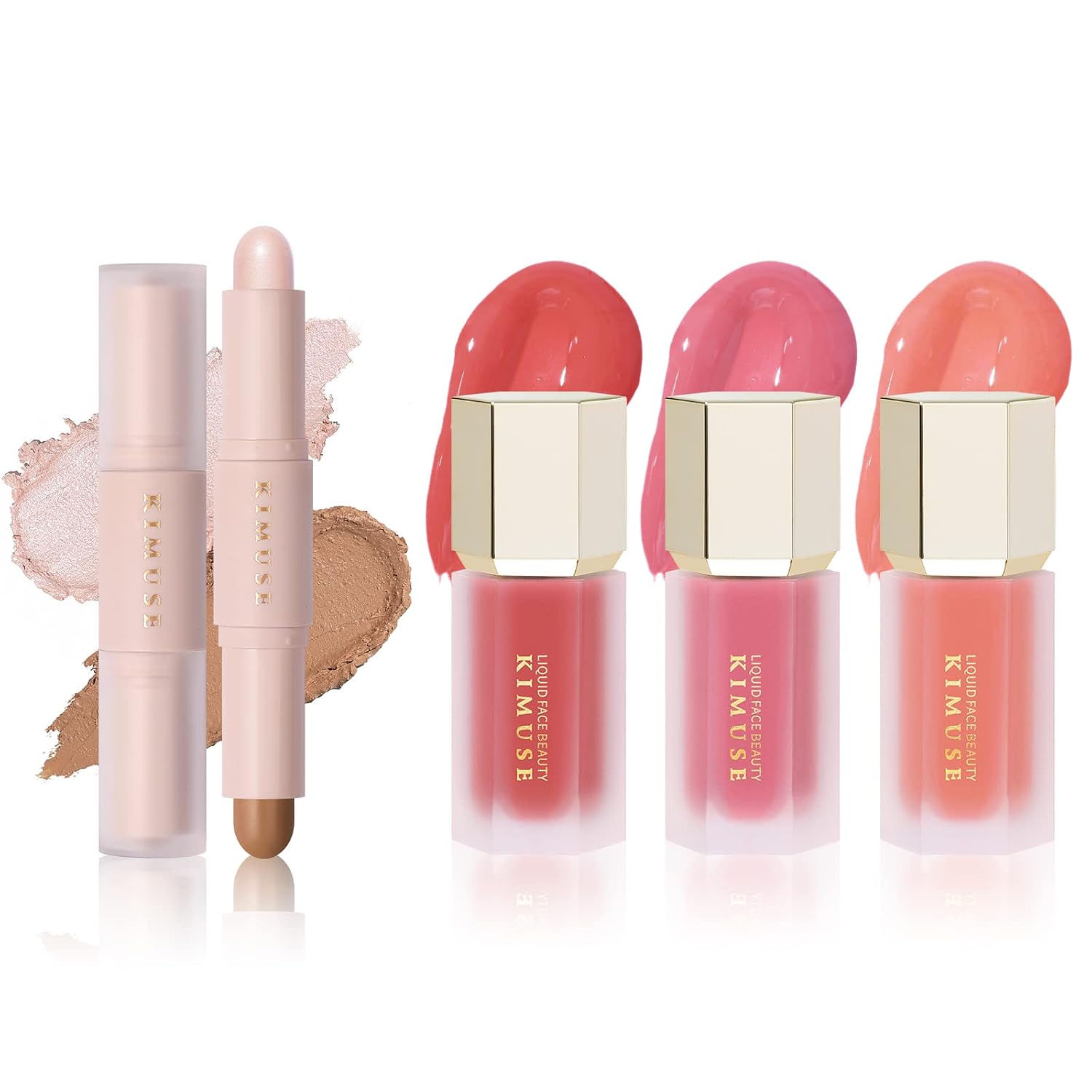 Amazon.com: KIMUSE 2 Color Dual Cream Contour Stick & Weightless Soft ...