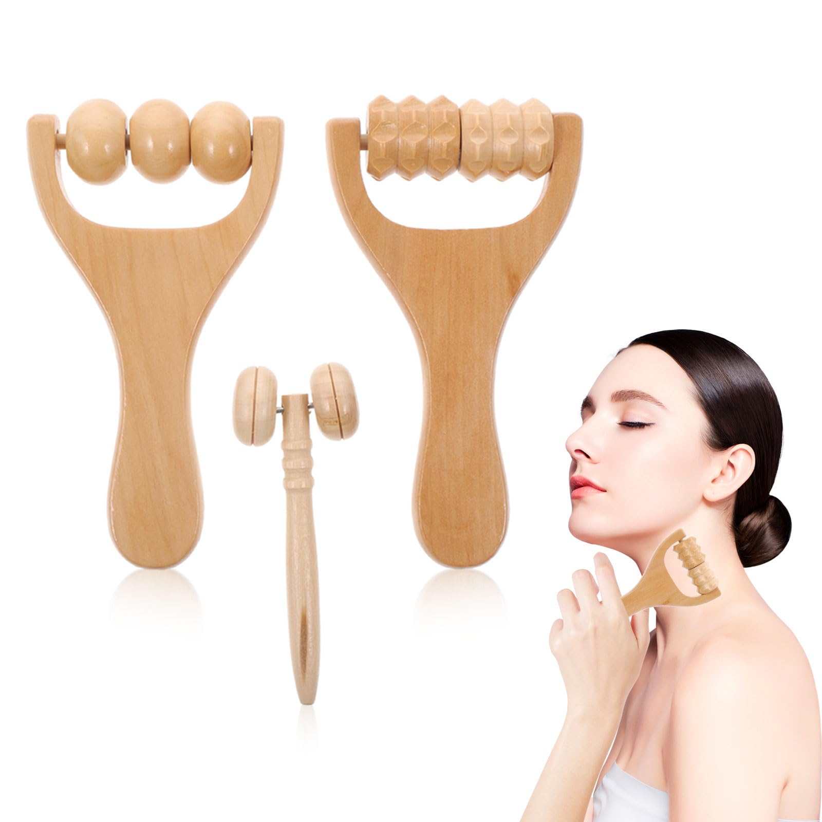 Amazon.com: GLEAVI 3pcs Massage Hand Roller ：Massagers for Neck Wooden ...