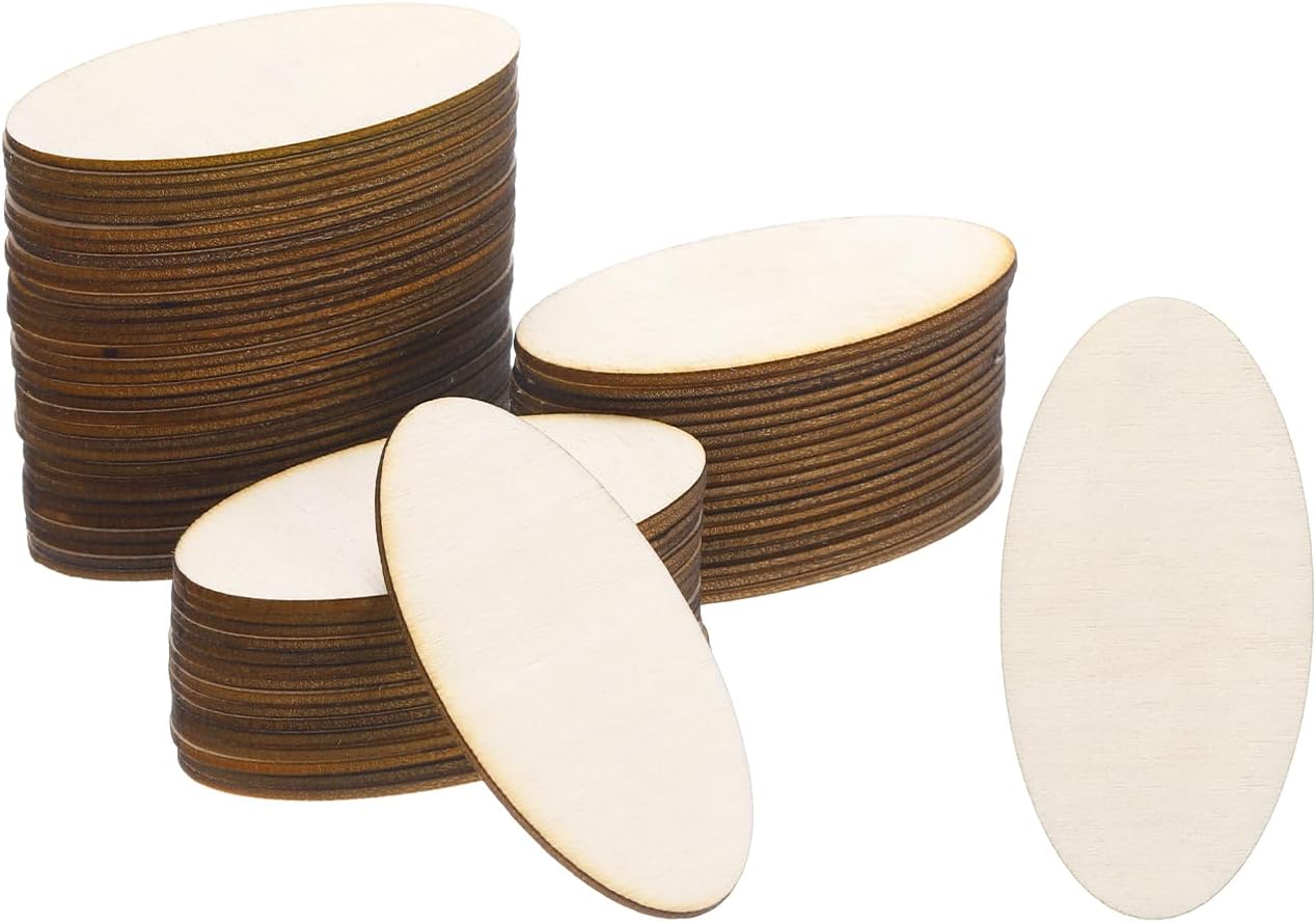Amazon.com: Toyvian 200pcs Unfinished Wood Oval Slices Natural Rustic ...