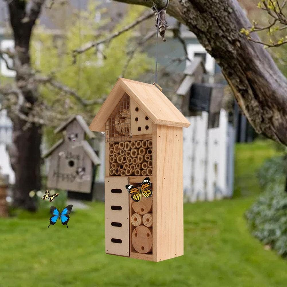 GardenHaven® Insect House Wooden Hotel Natural Nesting Habitat for ...