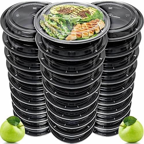 M&H OFFICIAL Round Plastic Meal Prep Containers - Reusable BPA Free ...