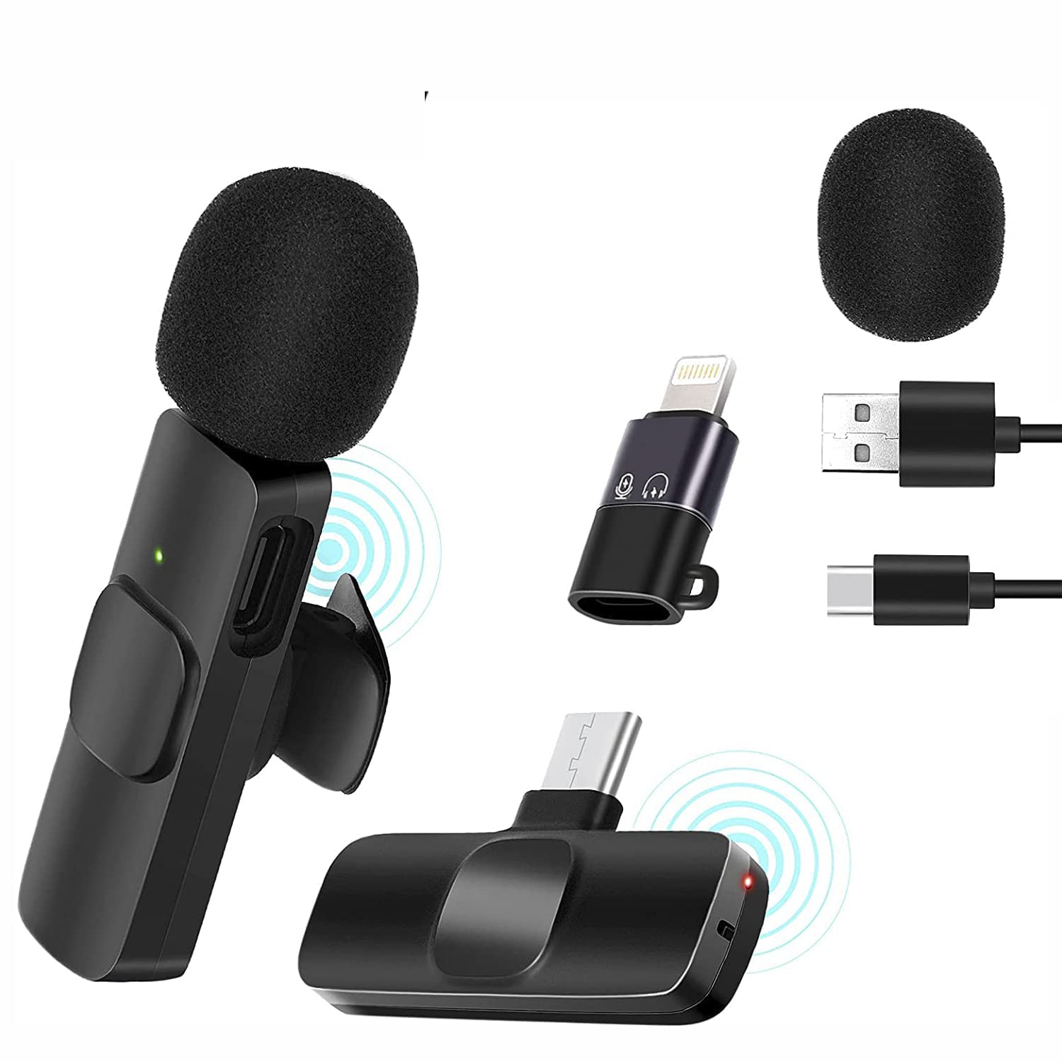 ASGTRADE Wireless Clip Mic, Wireless Lavalier Microphones, Clip-on ...