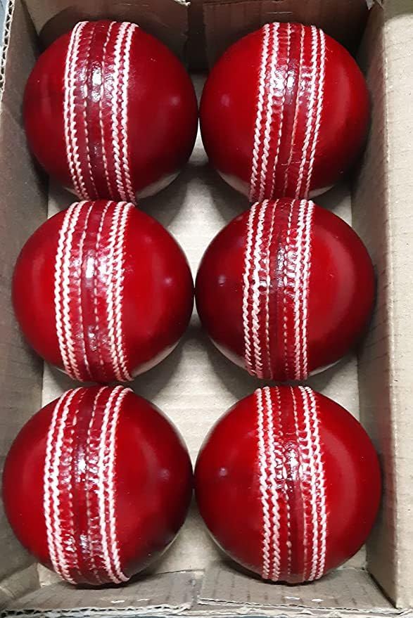Cricket Red Leather Ball Cricket Synthetic Ball (Pack of 6, Red ...