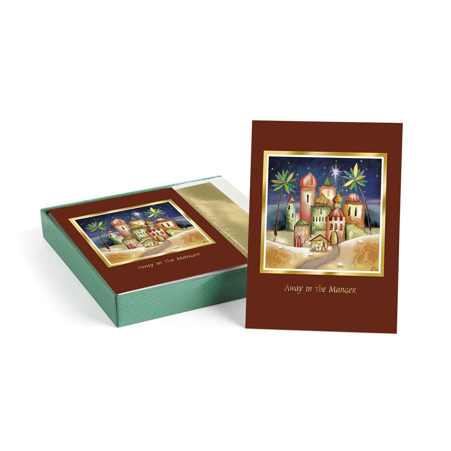 Amazon.com : Masterpiece Gold Trimmed Nativity Christmas Cards / 16 ...