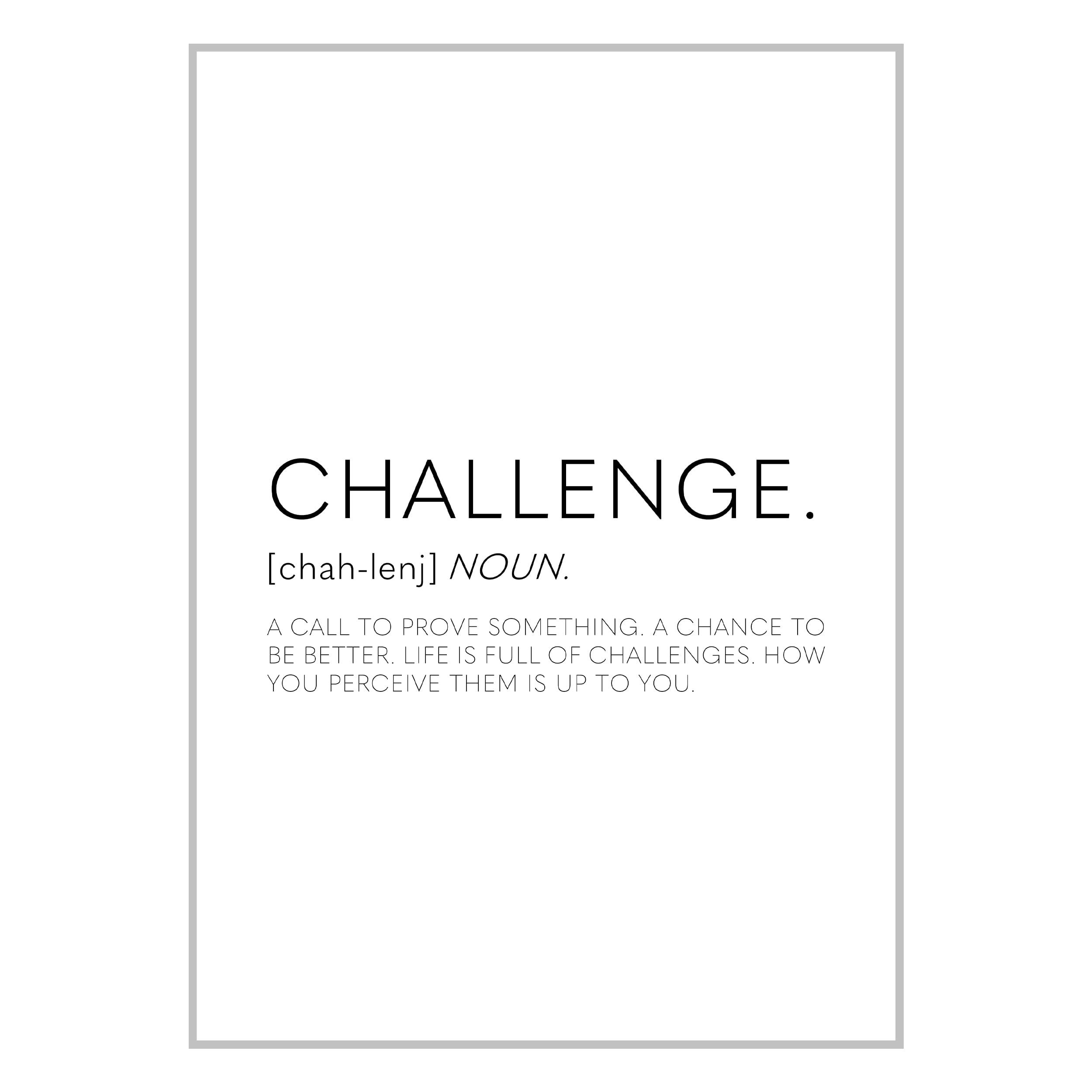 ETEKNIC Challenge Definition Print Inspirational Quotes Wall Art Prints ...