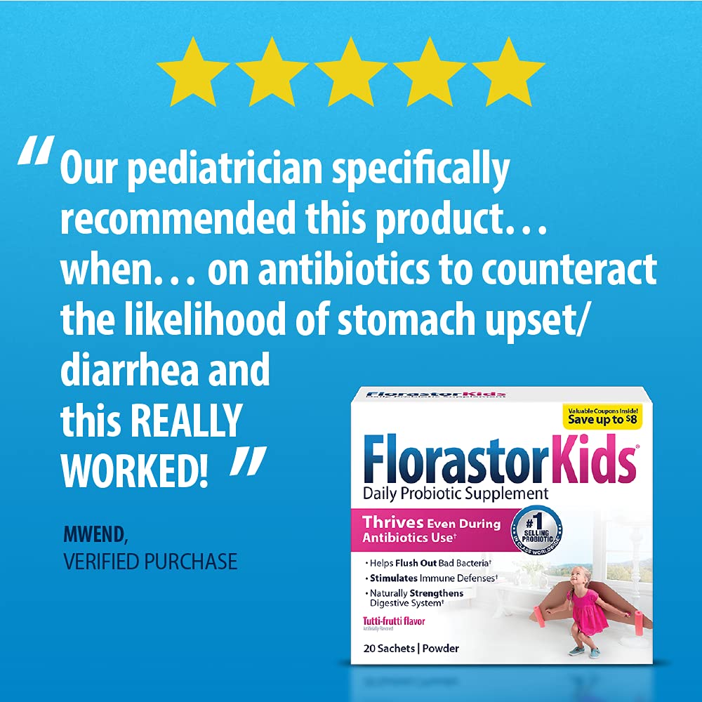 Buy Florastor Kids Daily Probiotic Supplement, Tutti-Frutti Flavor ...
