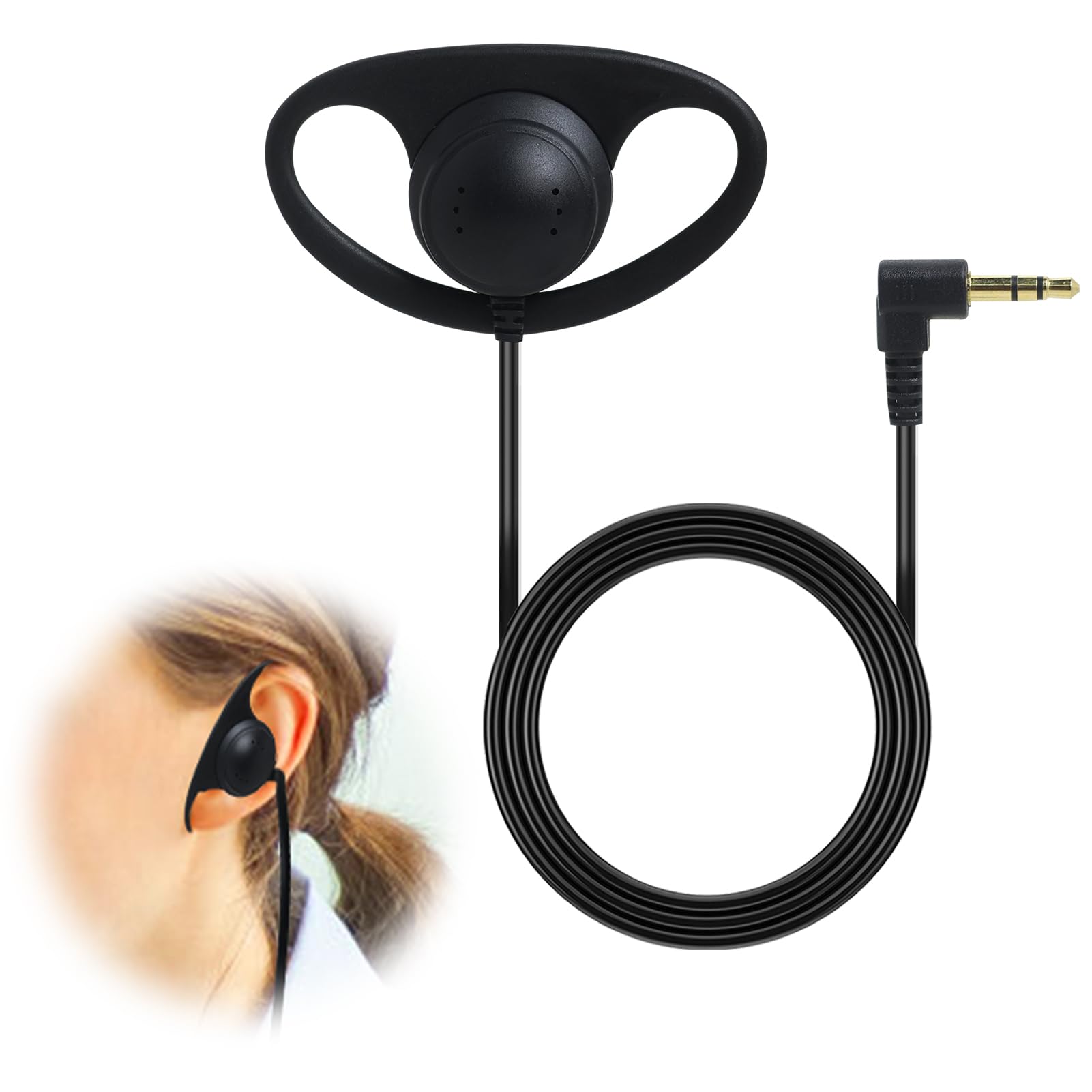 talNite 3.5mm Single Earbud Stereo-to-Mono Wired Earhook Earphone for ...