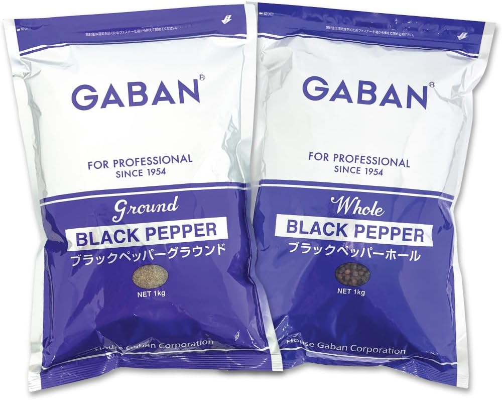 Amazon | ギャバン ブラックペッパー グラウンド1kg + ホール1kg 2種セット / GABAN Black Pepper Ground & Whole ガバン コショウ ペッパー ...