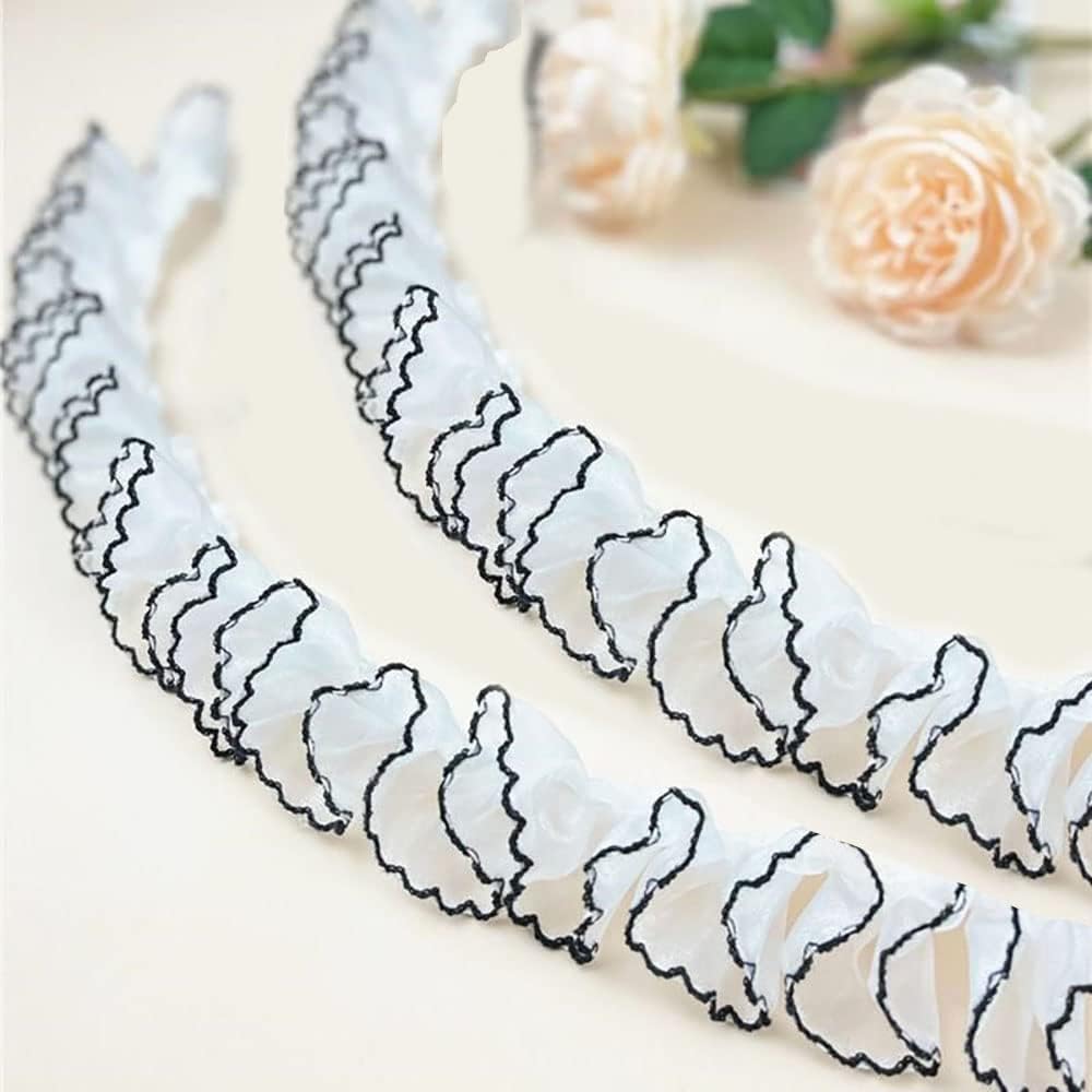 Amazon.com: 6 Yards Chiffon Ruffled Pleated Lace Fabric Trim White for ...