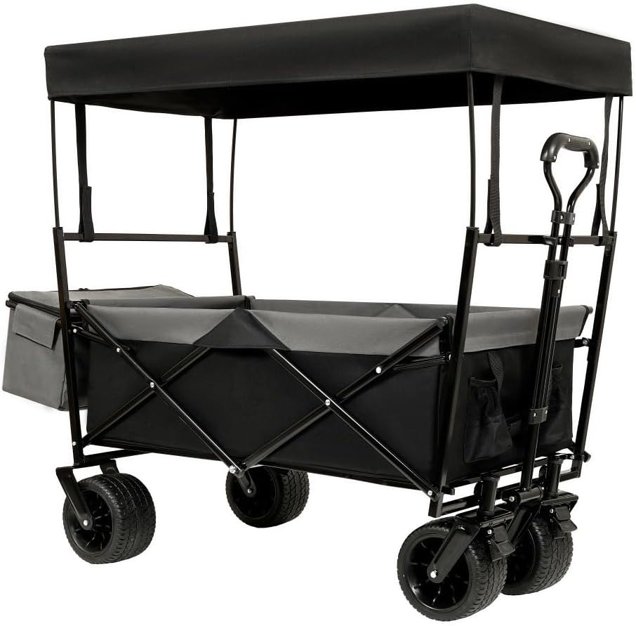Amazon.com: 480Lbs Collapsible Wagon with Canopy,Wagon Stroller with 7 ...