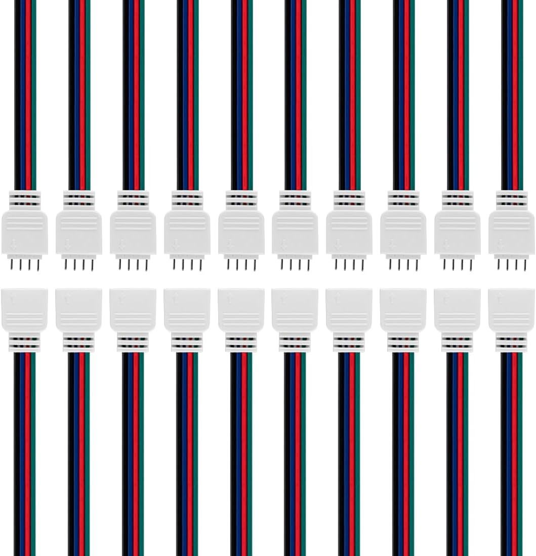 LitaElek 20pcs 4 Pin LED Strip Connector Male to Male Adapter Plug for ...