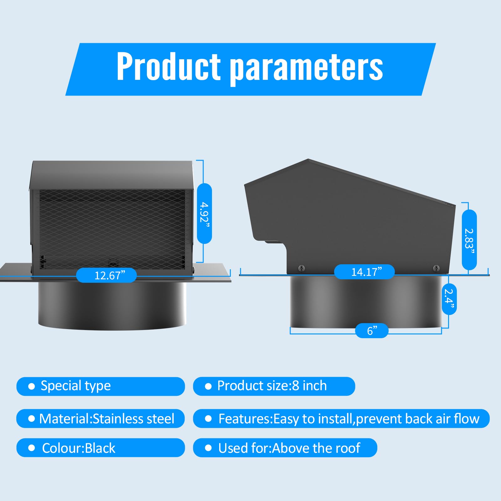 Snapklik.com : Elecoman 6 Inch Roof Vents For Houses