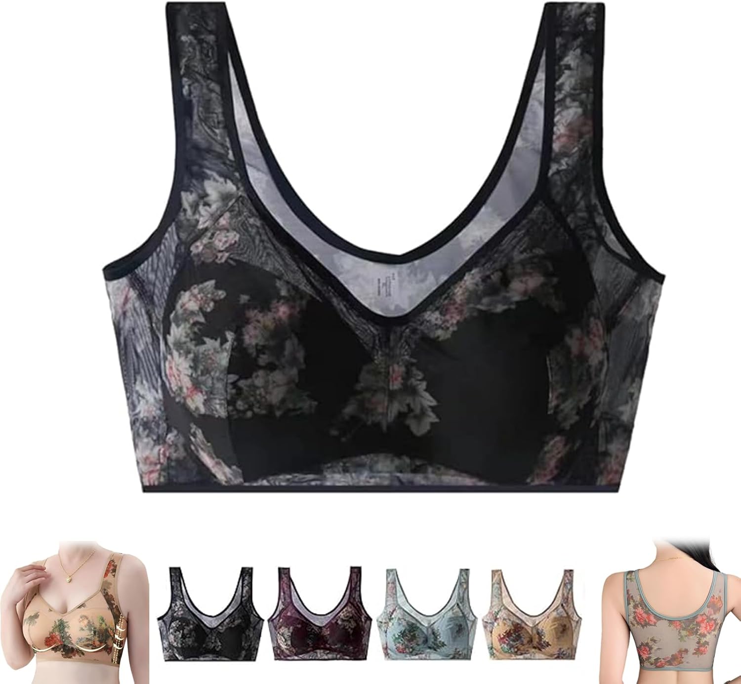 Ellebloom - Lace Buttonless Comfortable Bra, Miracharm Bras, Seamless ...