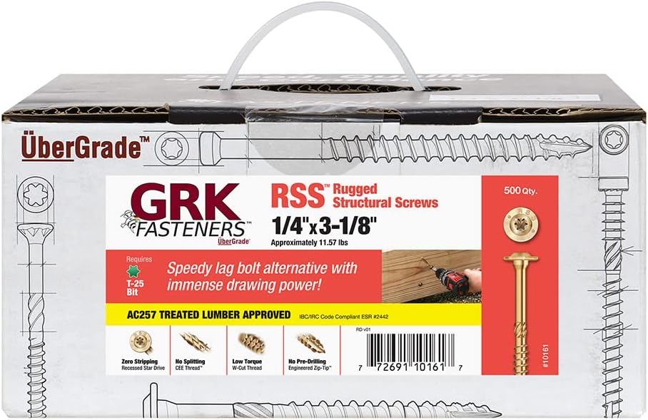 Amazon.com: GRK 10161 1/4" x 3-1/8" RSS™ RUGGED STRUCTURAL SCREWS 500 ...