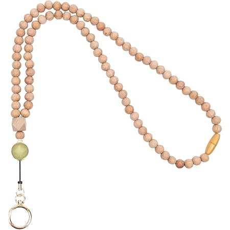 Amazon.com: Smongdelis Wood Beaded Retractable Lanyards for Id Badges ...