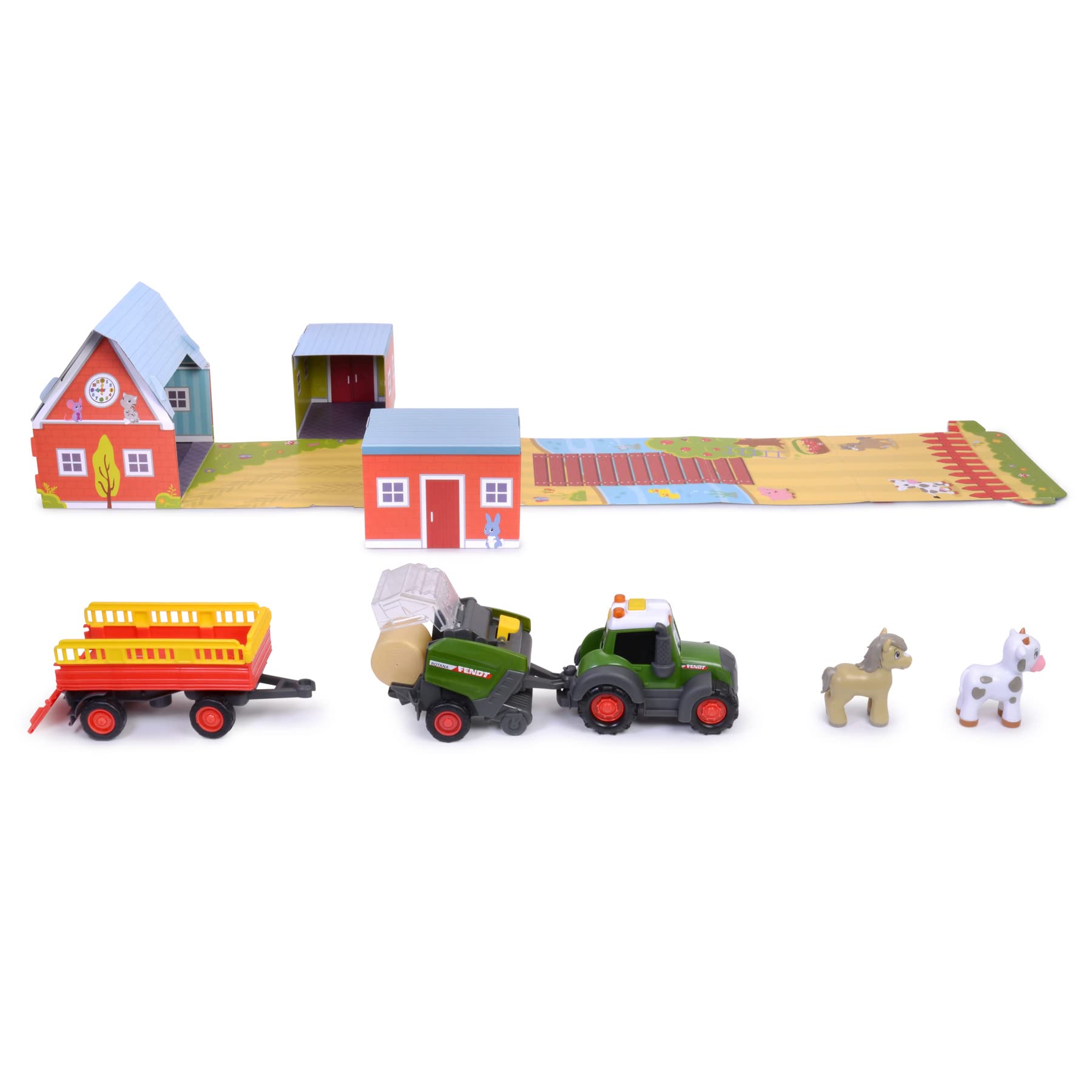 Dickie Toys – ABC Fendt Tractor – with Trailer, Hay Baler & Animals ...