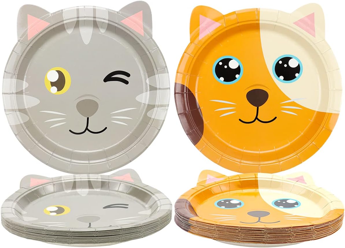 Amazon.com: Creative Converting Cat Party Assorted Kitten Shaped Dinner ...