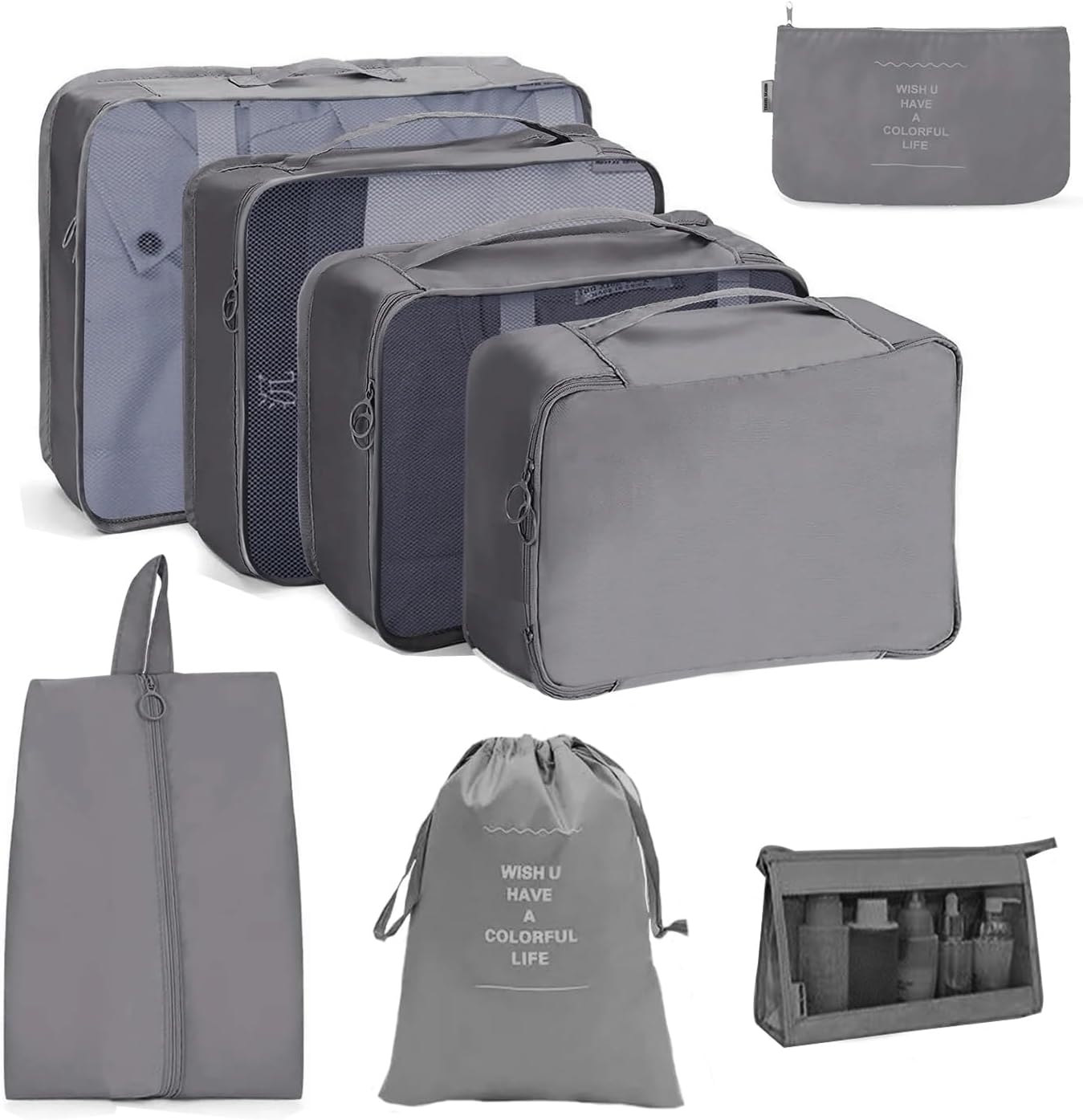 Amazon.com: 8 Set Packing Cubes - Luggage Packing Organizers for ...