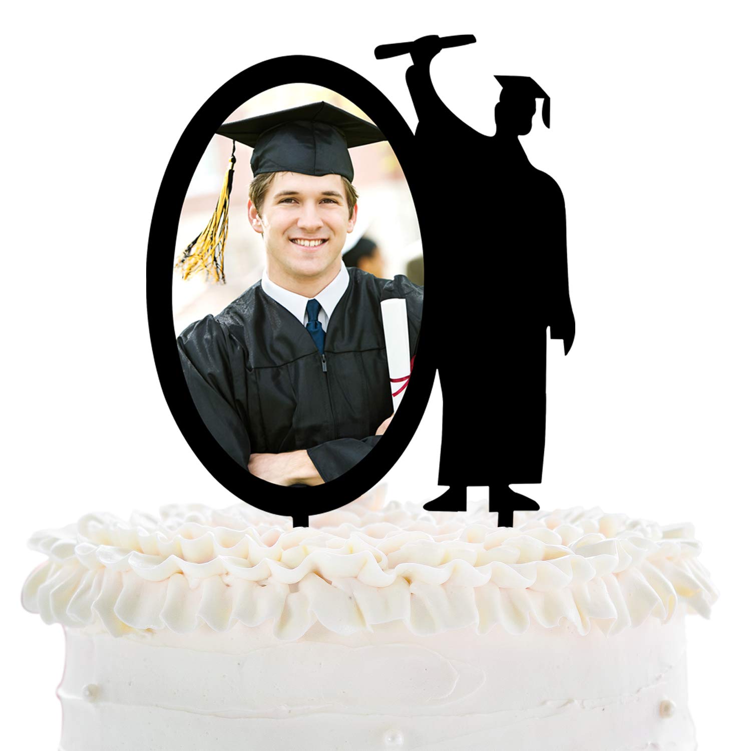 2024 Congrats Grad Graduation Cake Topper Black Acrylic Photo Frame ...
