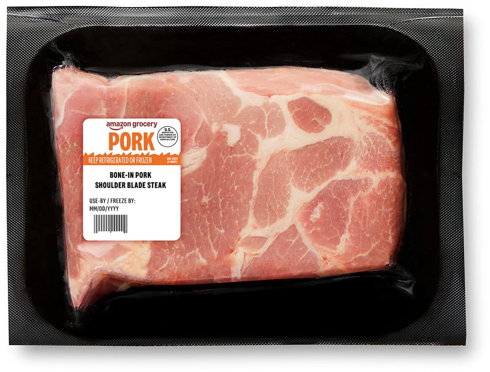 Amazon.com: Amazon Grocery, Pork Shoulder Blade Steak, Bone-In (Prop 12 ...