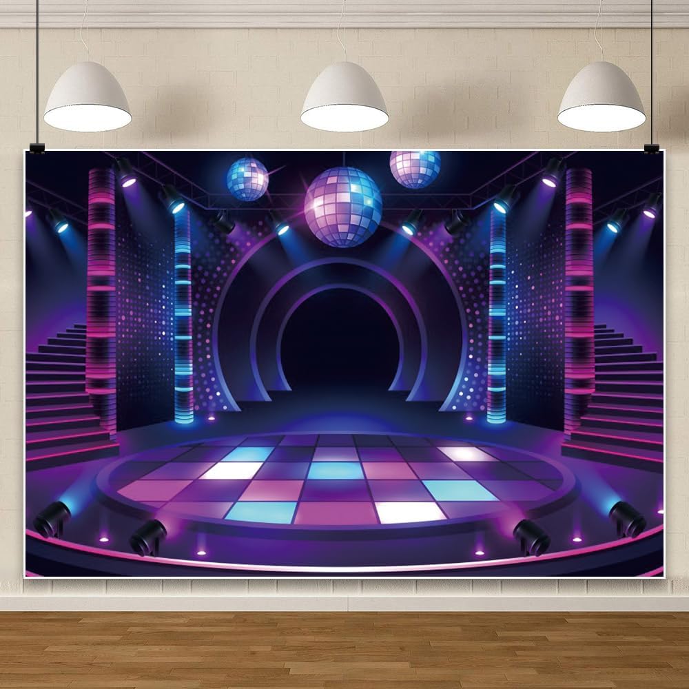 Amazon.com : 9x6ft Dance Party Backdrop Neon Ball Spotlight Stage ...