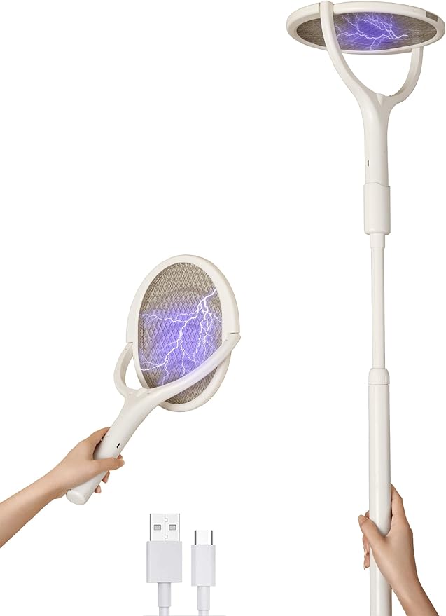 Amazon.com : Rotating Head Rechargeable Fly Swatter Electric Fly ...