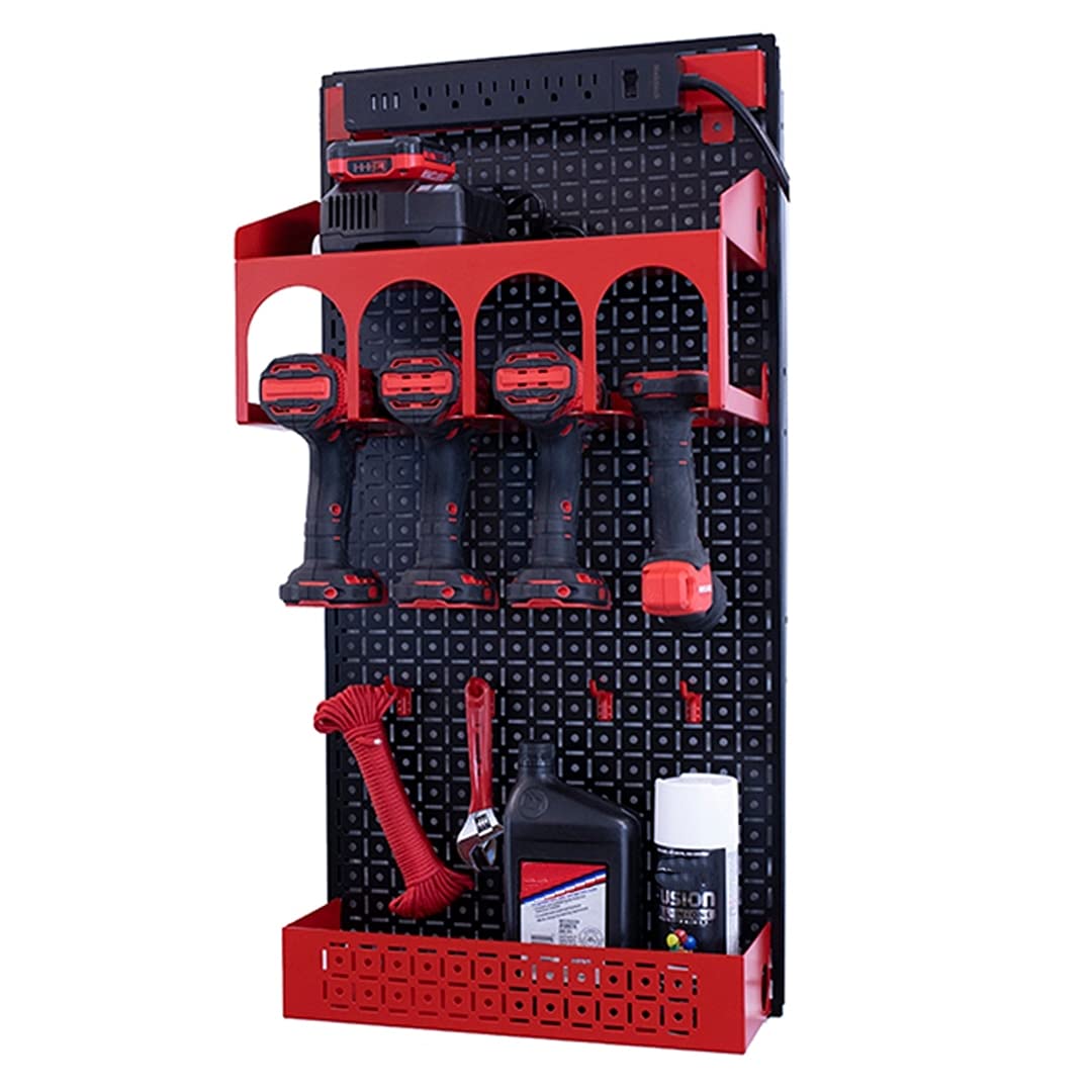 Omniwall Cordless Power Tool Kit-16" x 32" Black Metal Pegboard ...