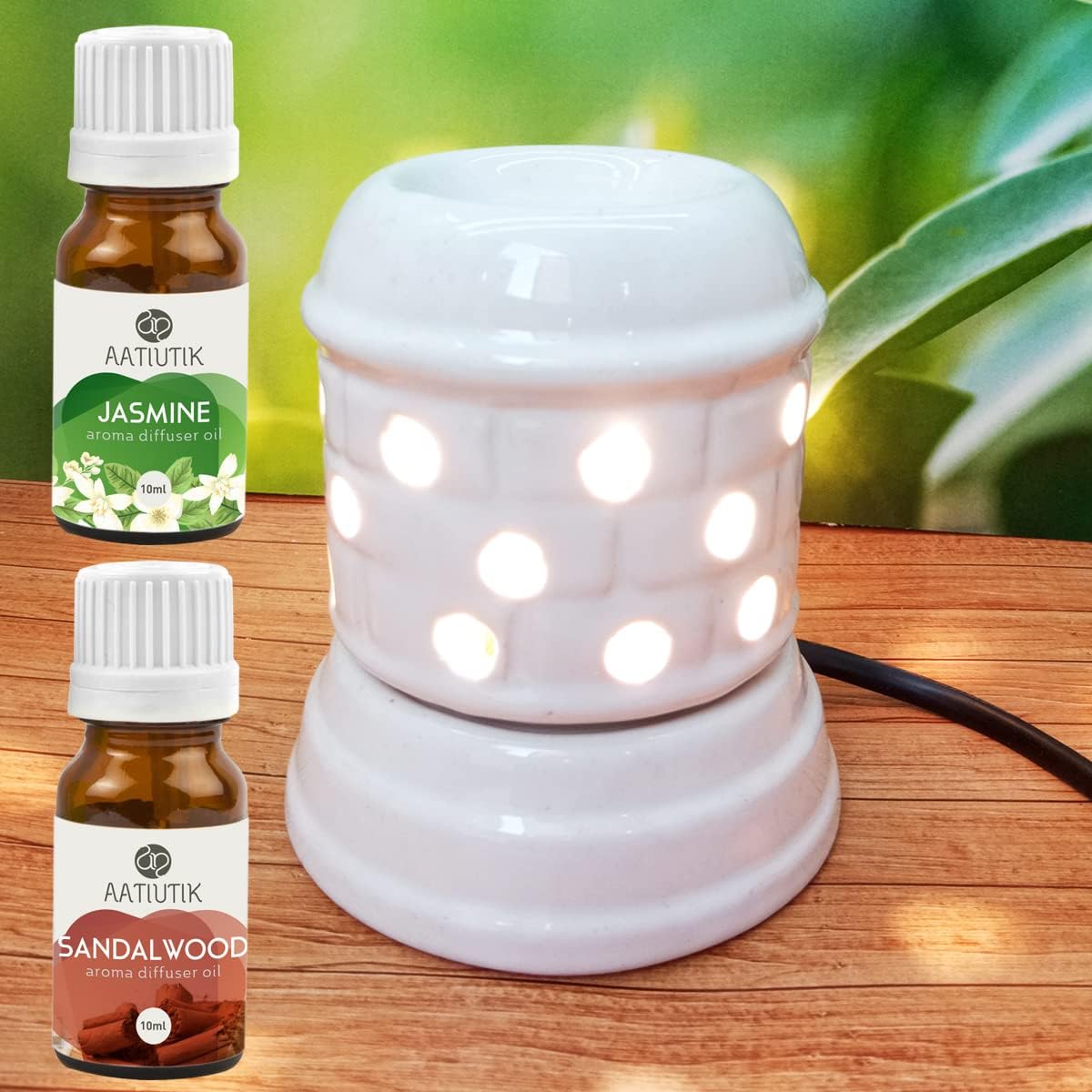 Pure Source India Ceramic Oil Diffuser Electric Small (4.5 inch, Ivory ...