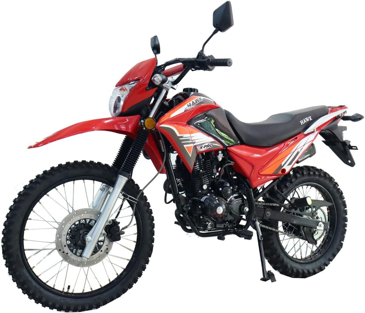 X-PRO Hawk 250 Dirt Bike Motorcycle Enduro Motorcycle, Big 21"/18" Wheels! (Red)