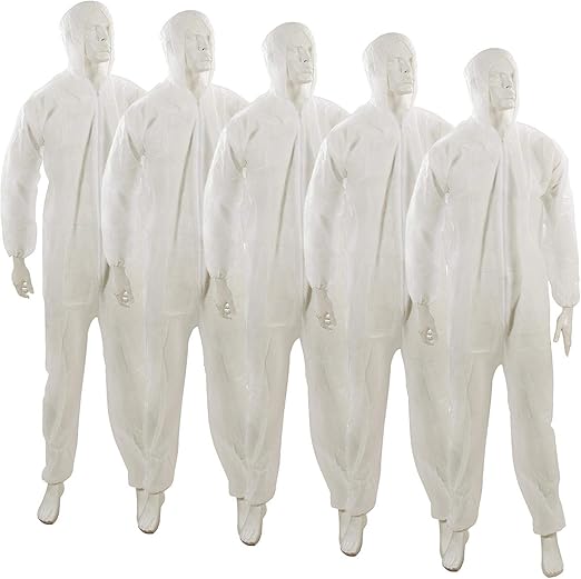 Dapetz ® 5 x Disposable Paper Suit Protective Overall Coveralls XXL ...
