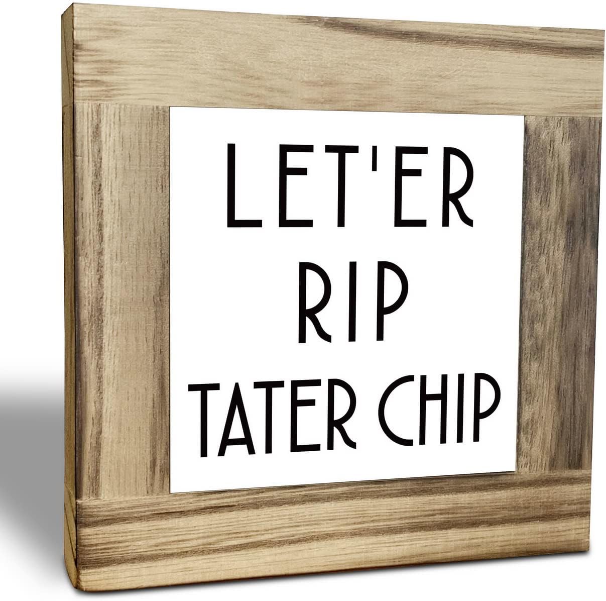 Amazon.com: Rustic Farmhouse Bathroom Wood Sign - 'Let 'Er Rip Tater ...