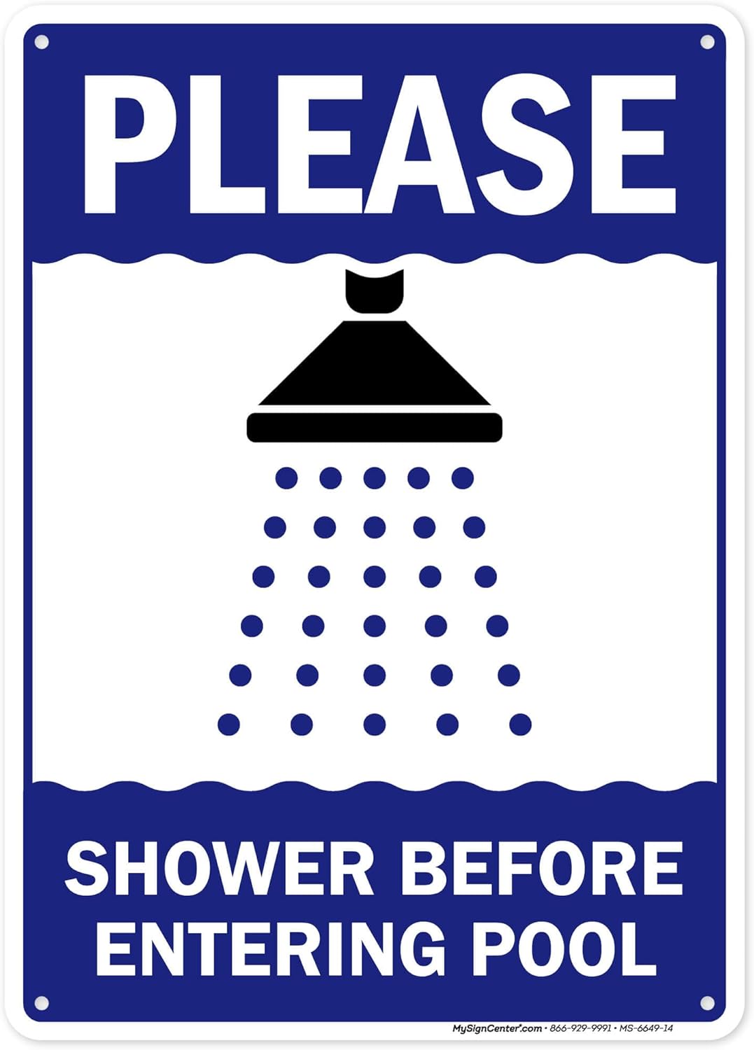 Amazon.com: Please Shower Before Entering Pool Sign, 10x14 Inches, 55 ...