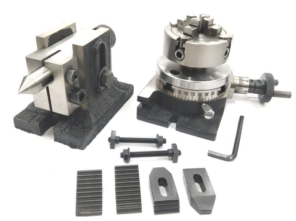 3" INCHES/ 80 MM ROTARY TABLE WITH 70 MM-4 JAWS INDEPENDENT CHUCK+ BACK ...