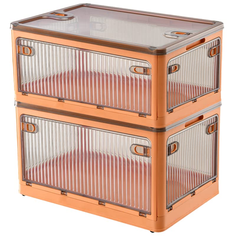 Creahaus 2Pack Storage Boxes with Lids, 28L Stackable Bins for Storage ...