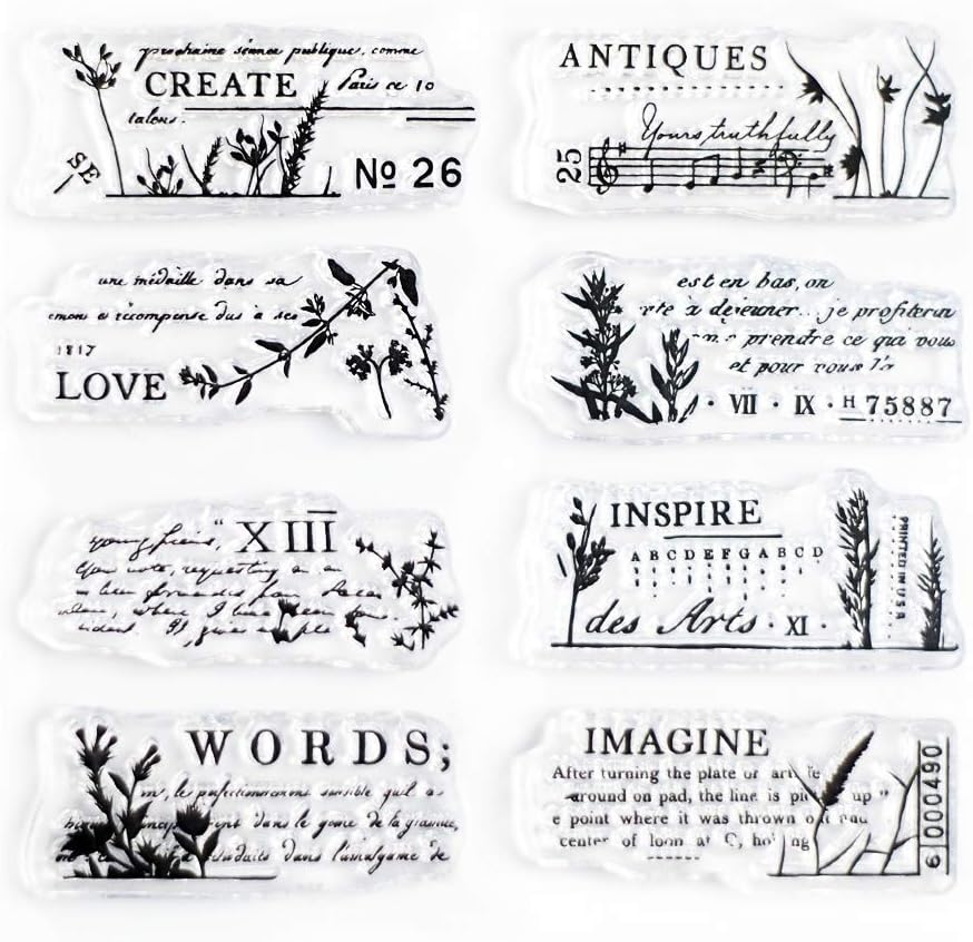 Amazon.com: Floral Words Small Clear Stamps 4x4 inch by Wintertime ...
