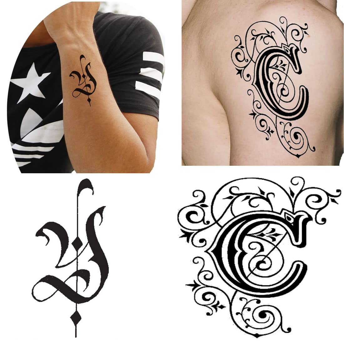 CY Name Letter Tattoo Waterproof Boys and Girls Temporary Body Tattoo ...