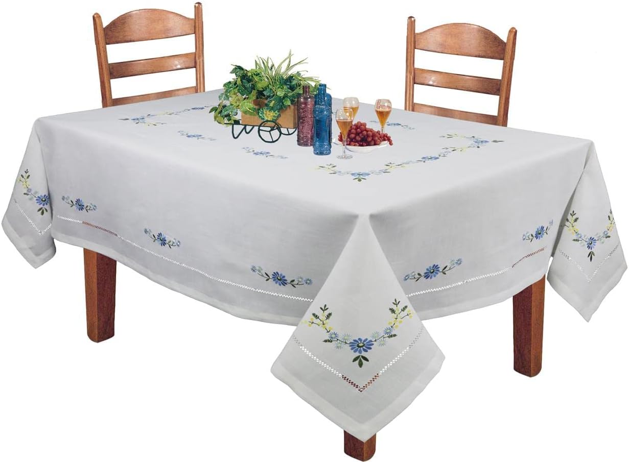 Amazon.com: Creative Linens Hemstitched Embroidered Daisy Flower ...