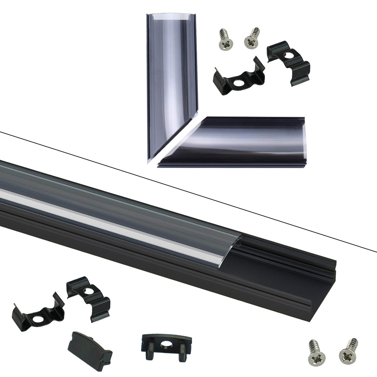 Amazon.com: Muzata U-Shape LED Channel System with Transparent Crystal ...