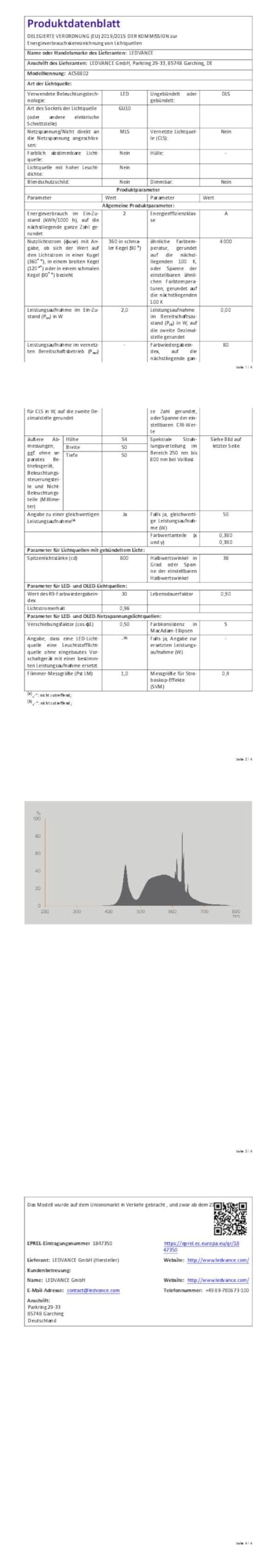 Osram Energy Class LED-Reflektor-Lampe PAR16 mit 2 W, 360 lm, warmweiß ...