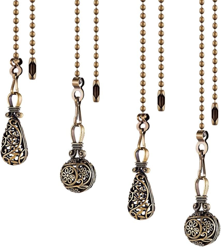 4PCS Ceiling Fan Pull Chain, Vintage Hollow Ceiling Fan Pulls Chain ...