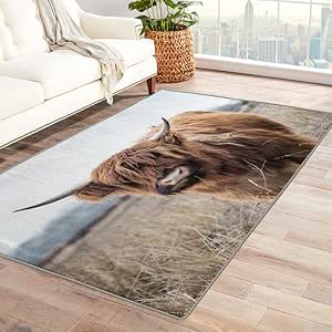 Amazon.com: Highland Cow Small Area Rugs 2x3 for Entryway - Farm Animal ...